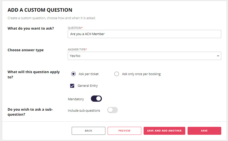 Custom Forms: Sub-questions – Vanco Events