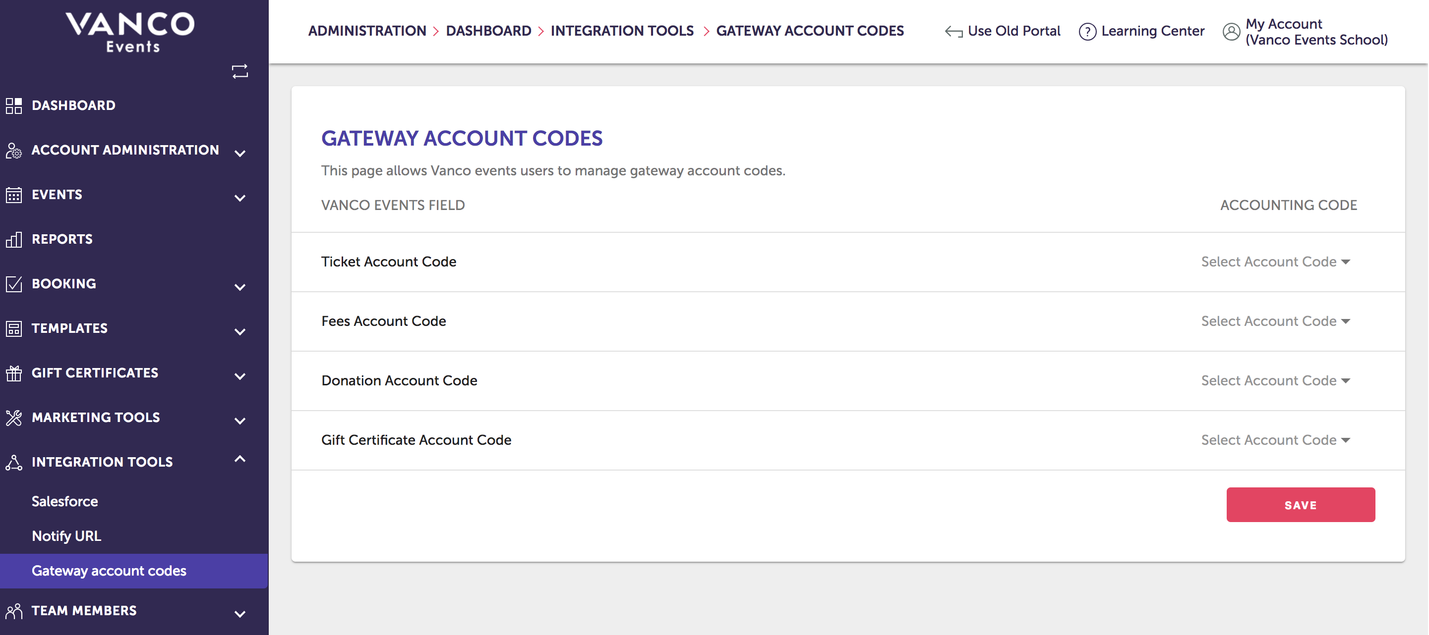 Setting PCCT and Gateway Account Codes for financial reporting – Vanco Events