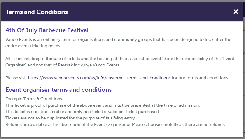Terms and Conditions – Vanco Events